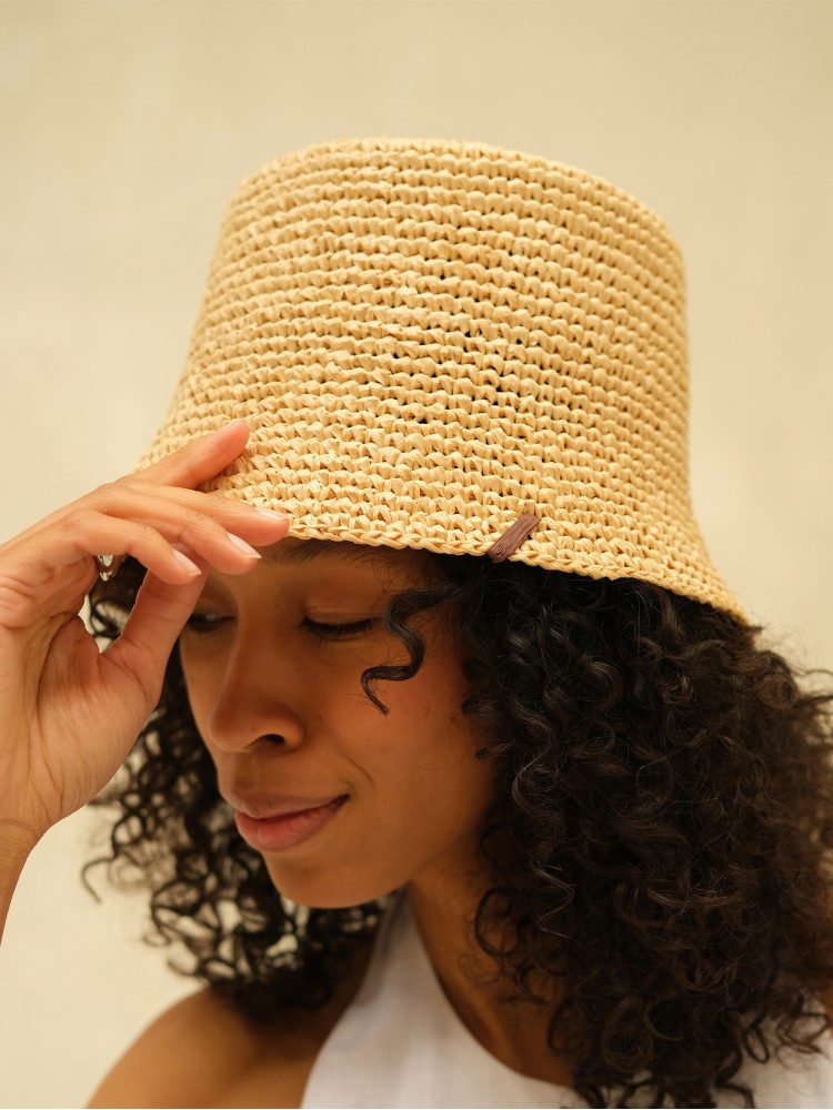 Панама з рафії бежева | 100% натуральна, ручна робота